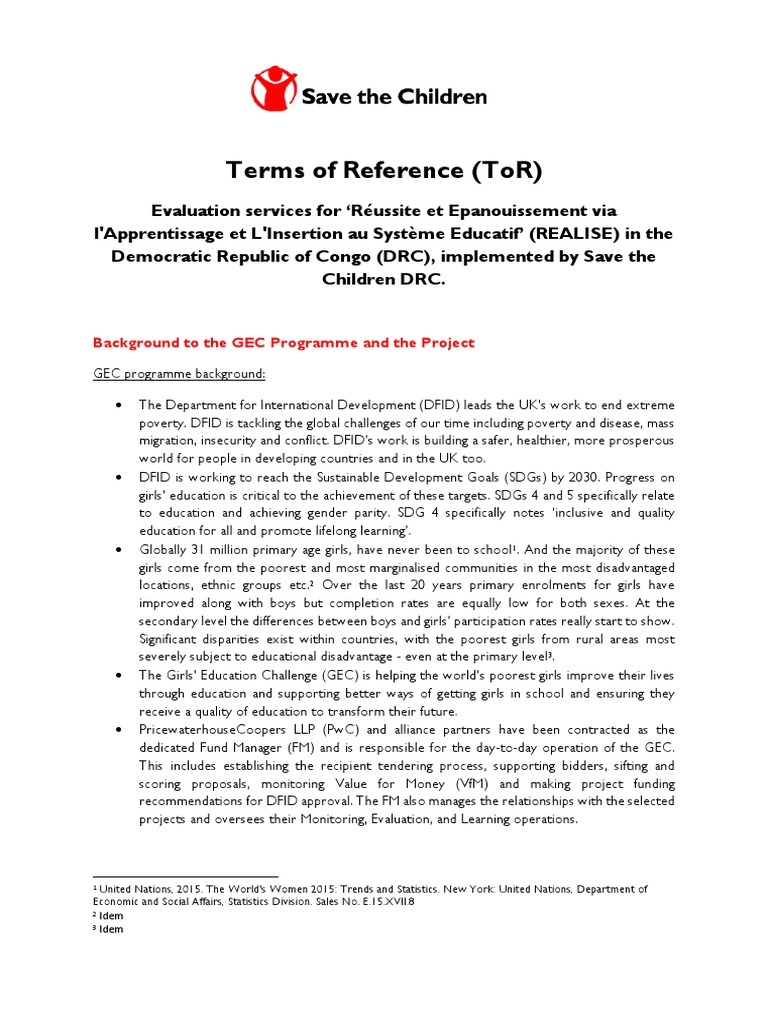 Terms of Reference (Tor) | PDF | Evaluation | Risk Management