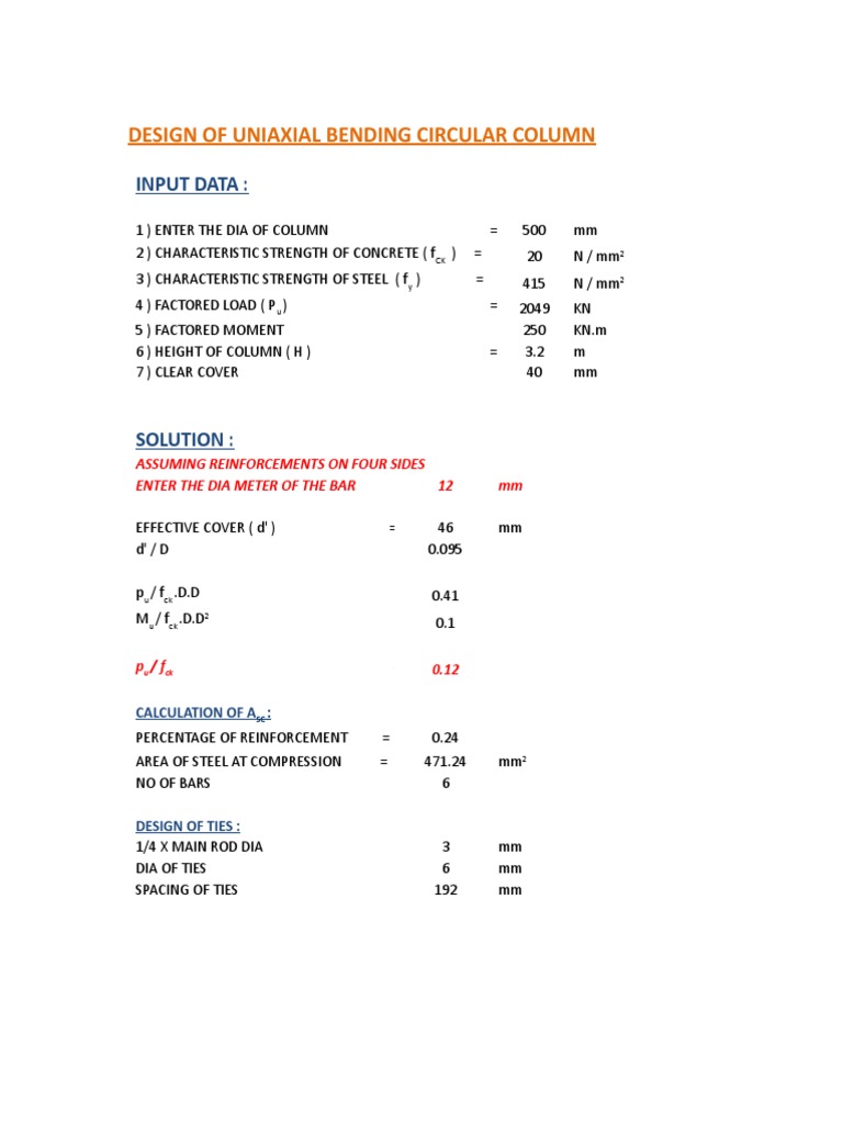 Uniaxial Circular Columns | PDF | Civil Engineering | Structural ...