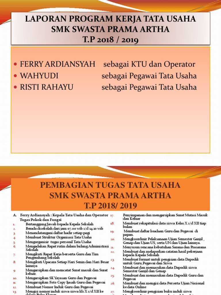 Presentasi Program Kerja Tata Usaha | PDF