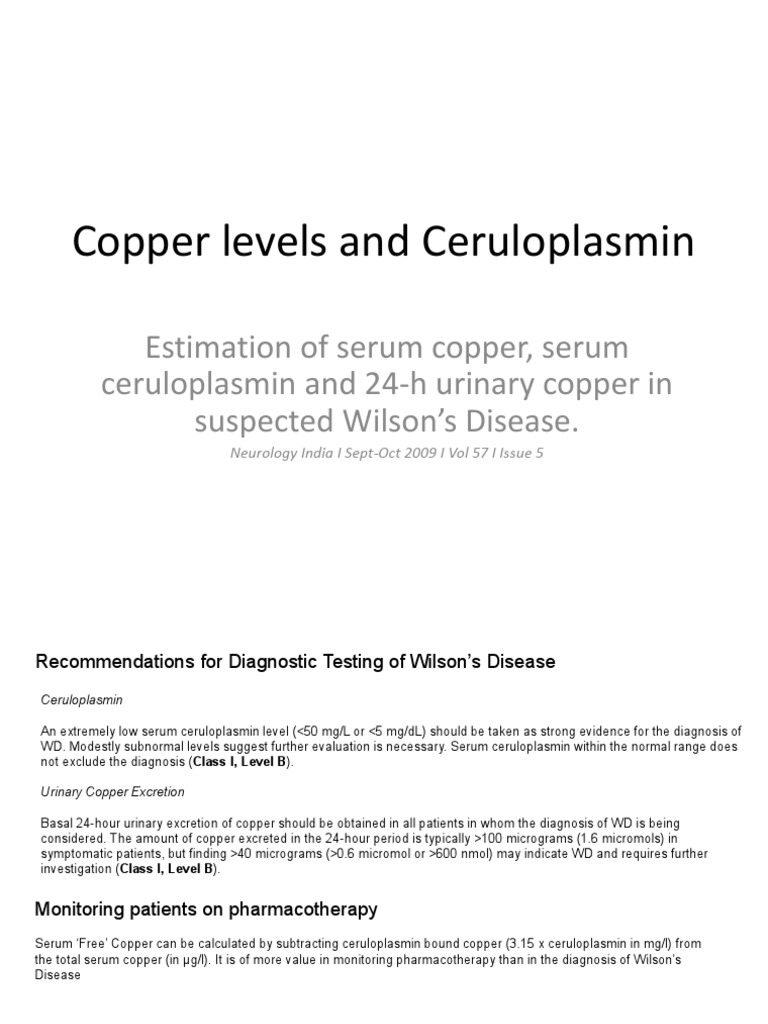 Copper Levels Ceruloplasmin | PDF | Copper | Liver