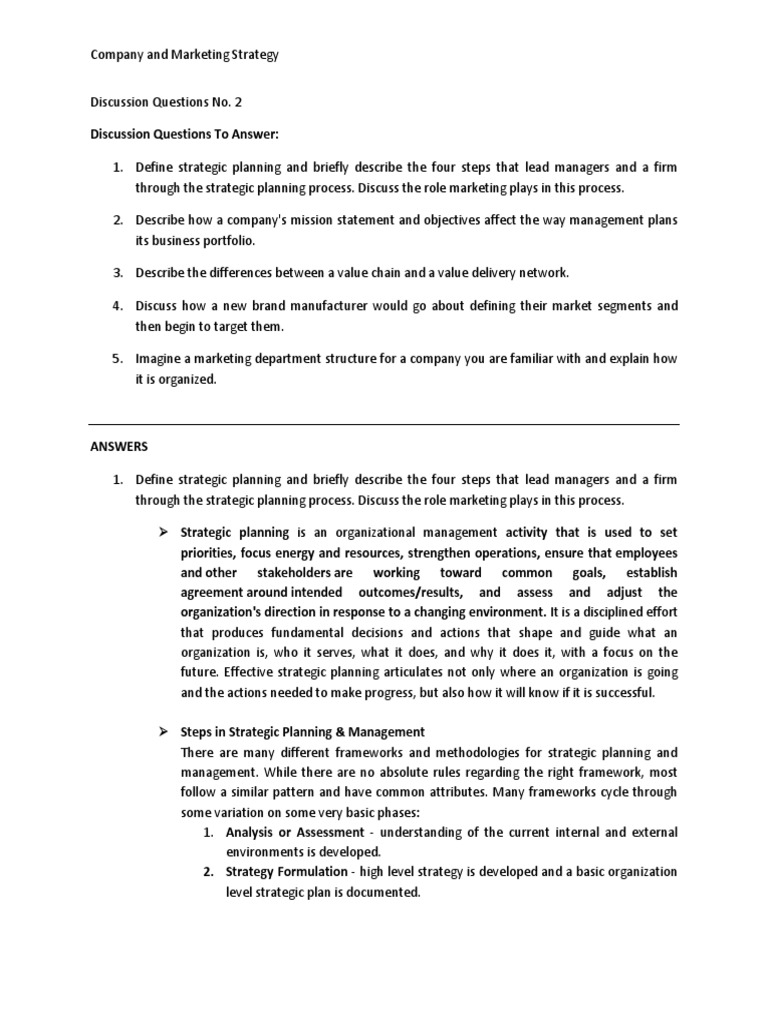 Chapter 2. Company and Marketing Strategy | PDF | Strategic Planning ...