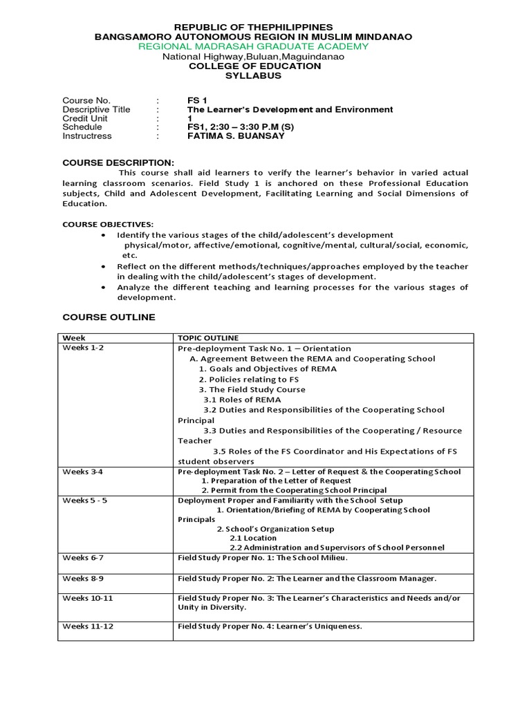 Regional Madrasah Graduate Academy: Republic of Thephilippines ...