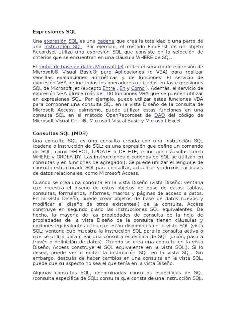 SQL Access | PDF | SQL | Tabla (base de datos)