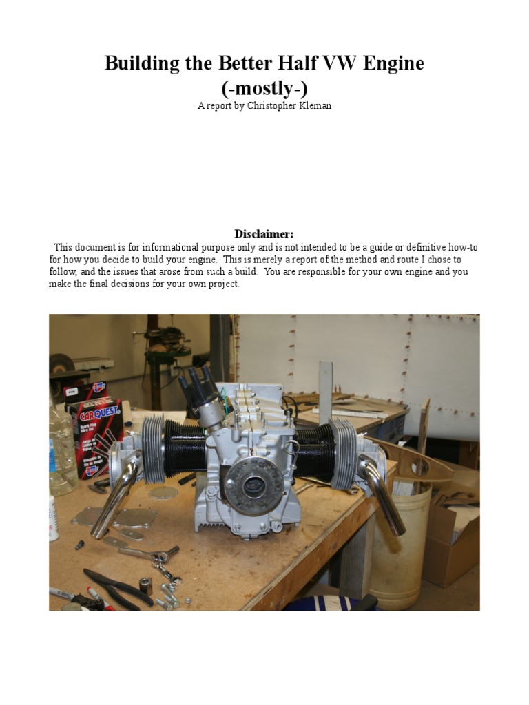 Building The Better Half VW Engine (-Mostly-) : Disclaimer | Download ...