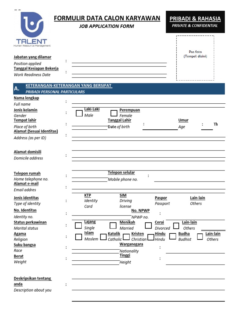 Job Application Form (JAF) | PDF