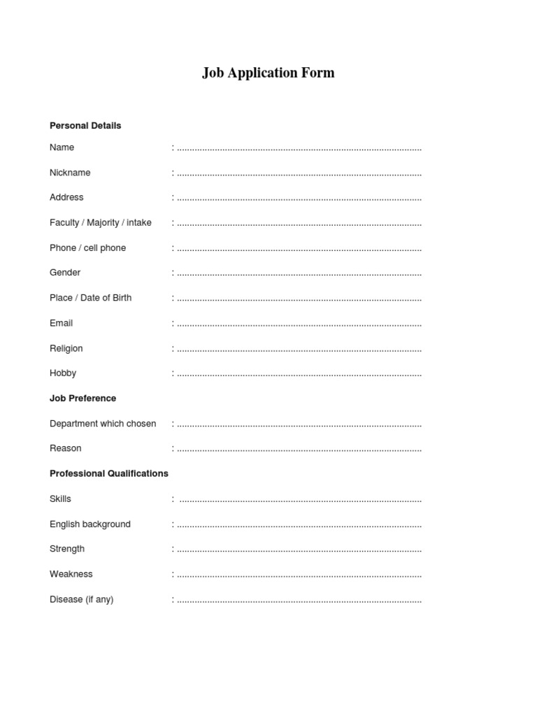 Job Application Form | PDF
