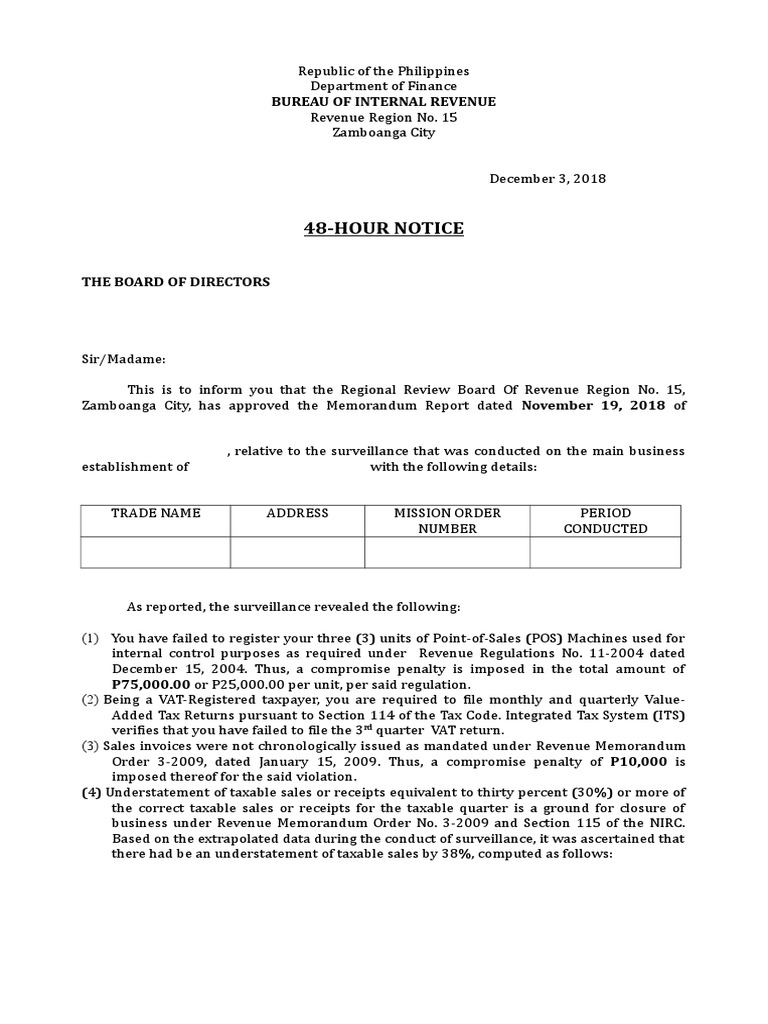 The 48-HOUR Notice | Download Free PDF | Value Added Tax | Point Of Sale