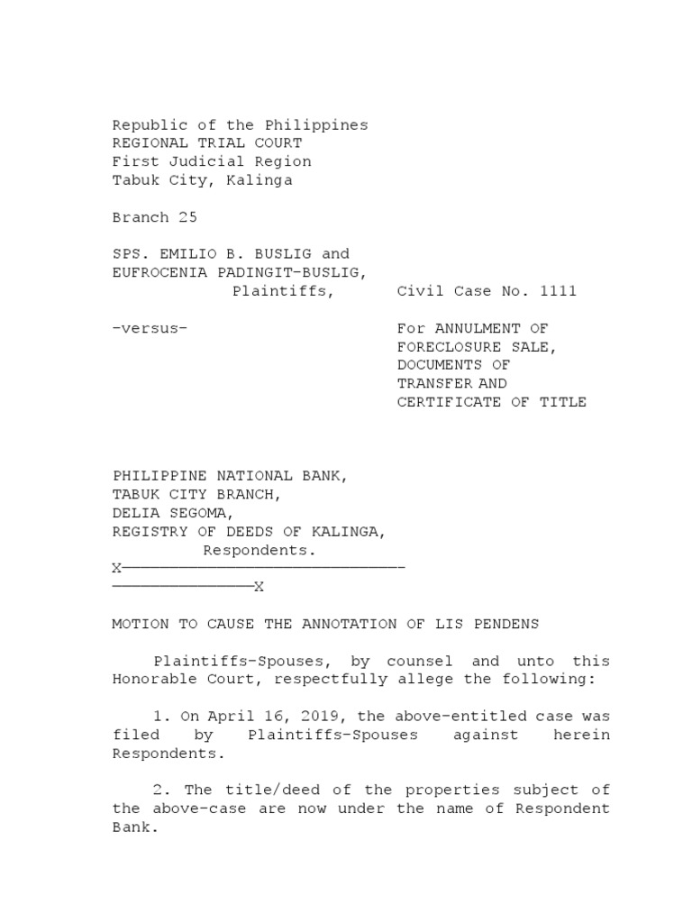 Notice of Lis Pendens | PDF | Lawsuit | Government