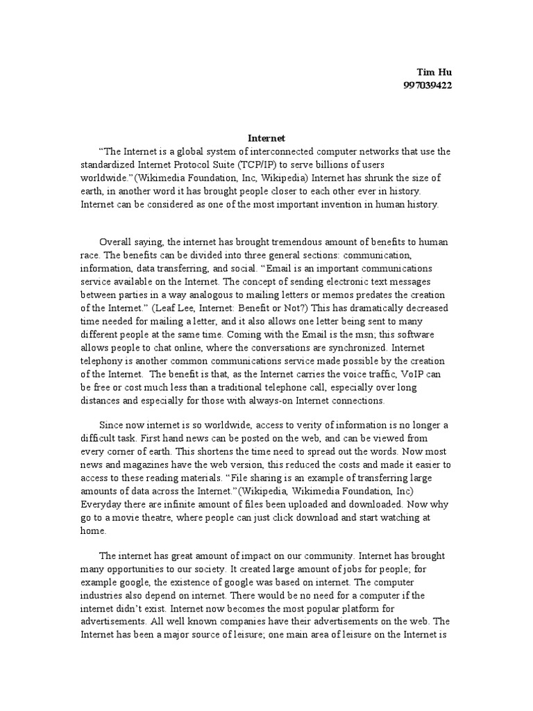 Tim Hu 997039422 | PDF | Internet | Information And Communications ...