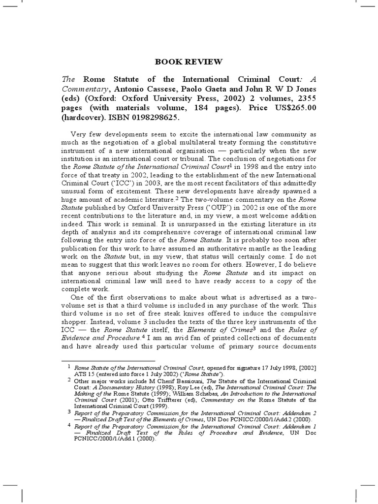 The Rome Statute of The International Criminal Court: A Commentary ...