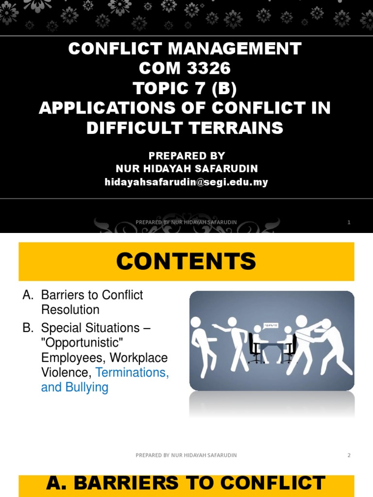 Conflict Management - Topic 7b | PDF | Workplace Bullying | Bullying