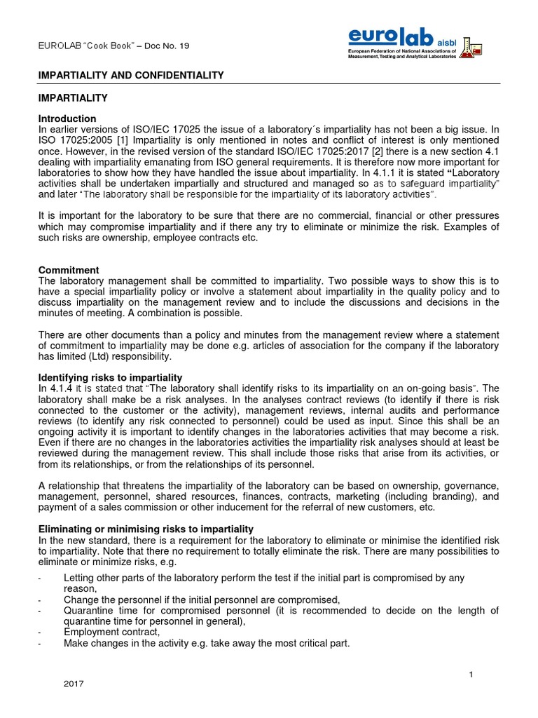 Impartiality | PDF | Risk Management | Confidentiality