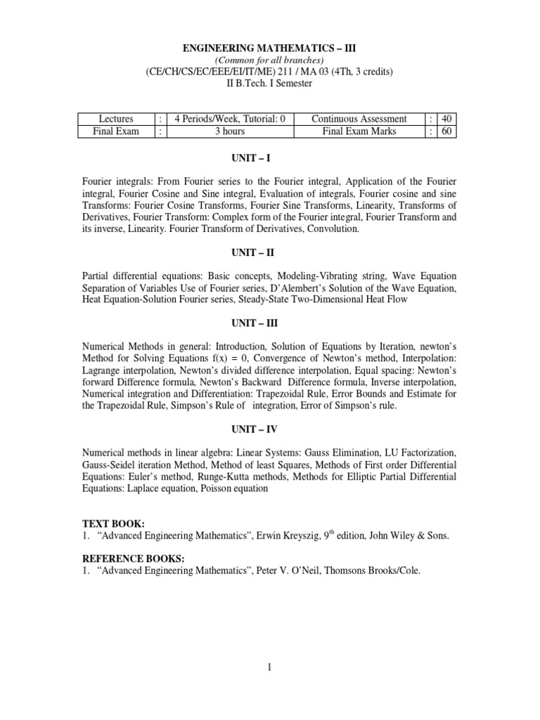 Autonomous Syllabus M III | PDF