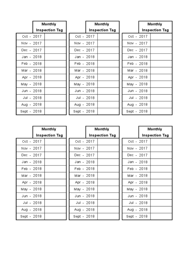 FE Monthly Inspection Tag | PDF