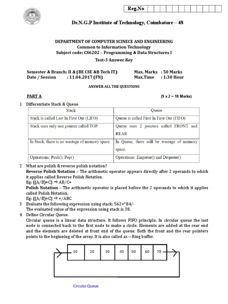 Answer All The Questions (9 X 2 18 Marks) | PDF | Queue (Abstract Data ...