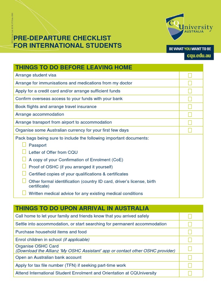 Pre Departure Checklist | PDF | Identity Document | Government And ...