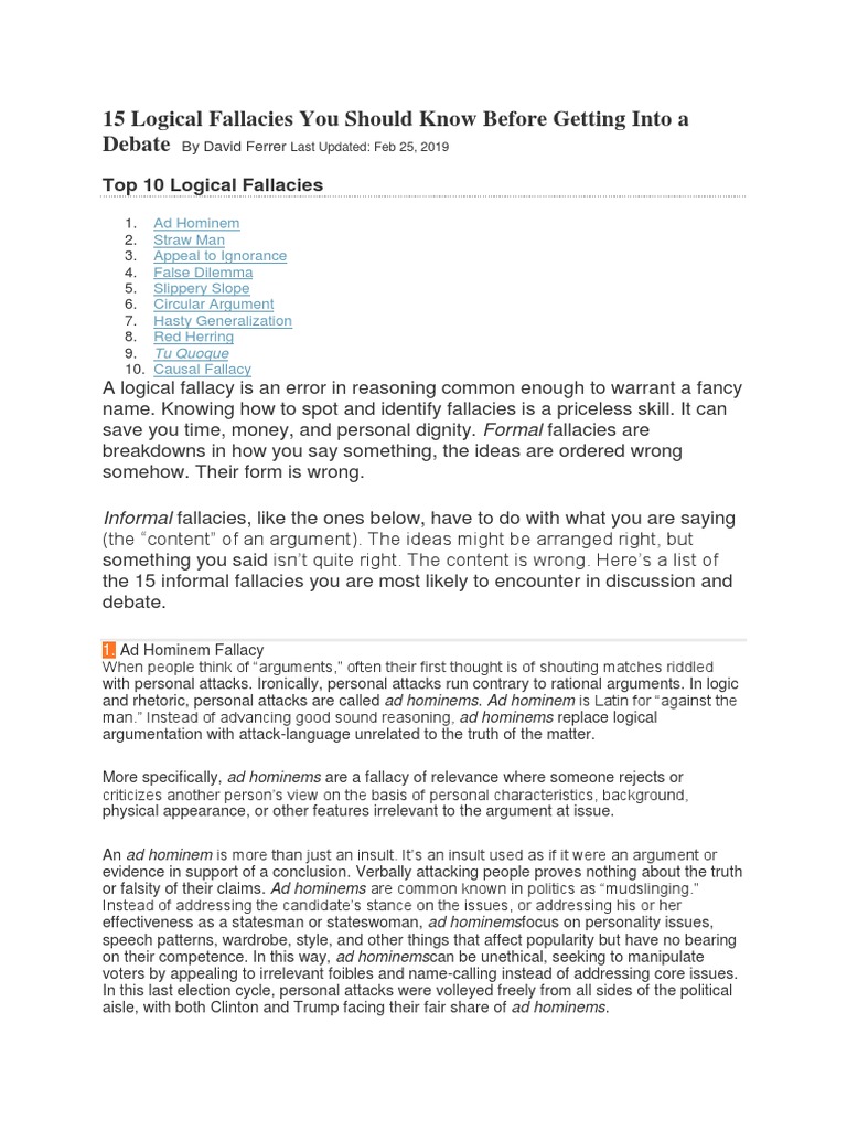 15 Logical Fallacies You Should Know | PDF | Fallacy | Luck