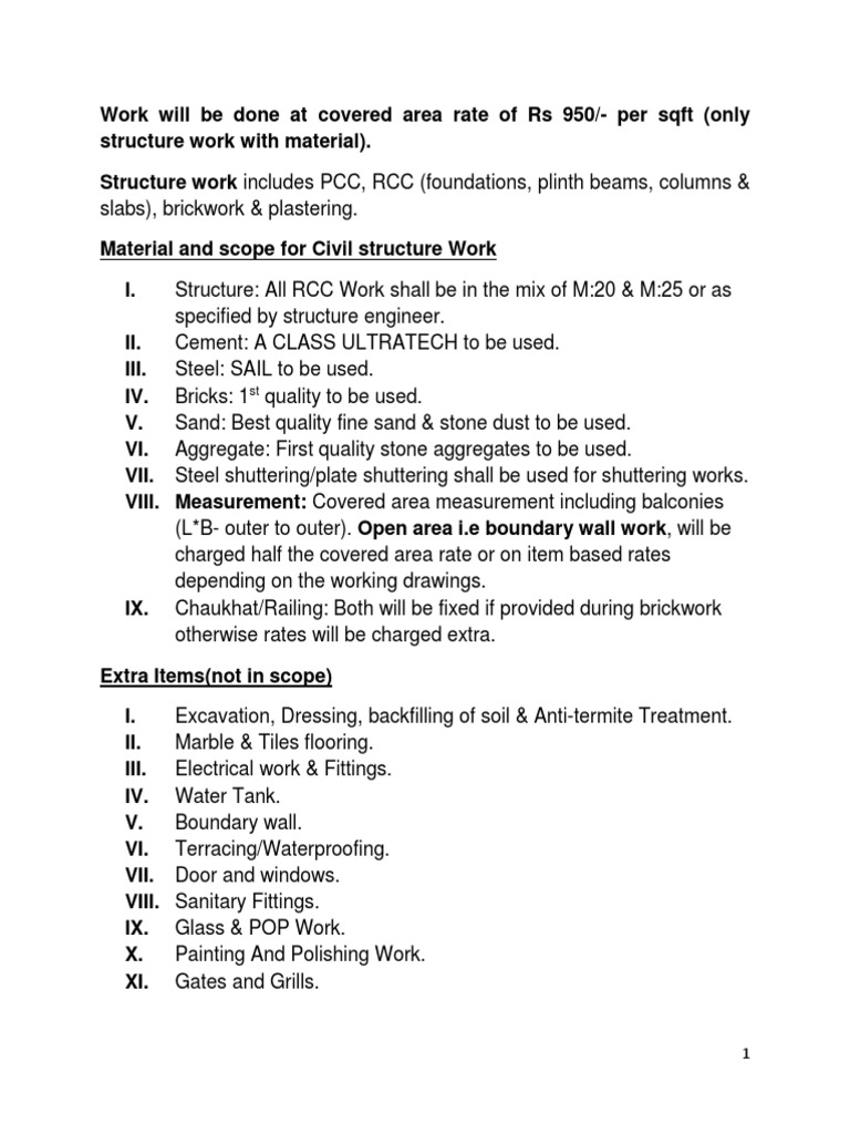 Quotation for Structure Work | Construction Aggregate | Wall