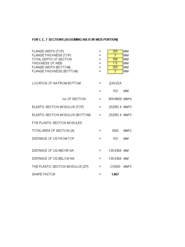 Shape Factor Analysis for T Sections | PDF