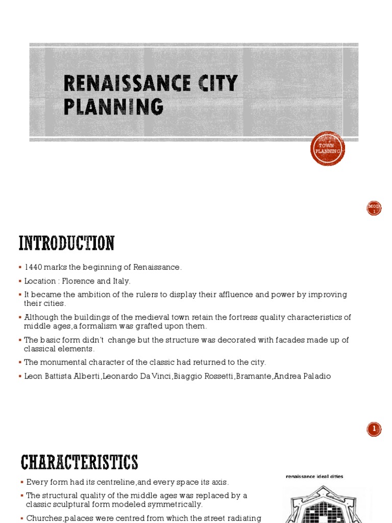 TOWN PLANNING RENAISSANCE | PDF | Renaissance | Leonardo Da Vinci