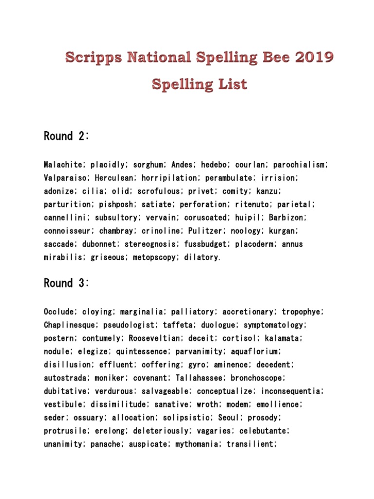 Scripps 2019 | PDF | Spelling