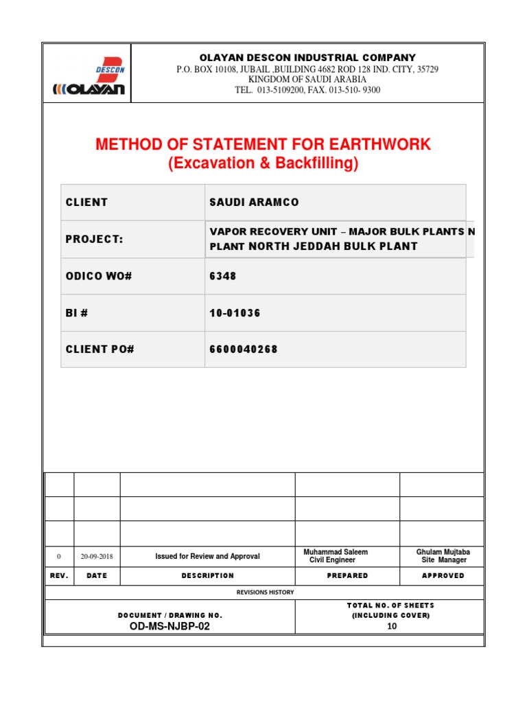 Method Statement For Earthwork. | Download Free PDF | Sand | Drainage