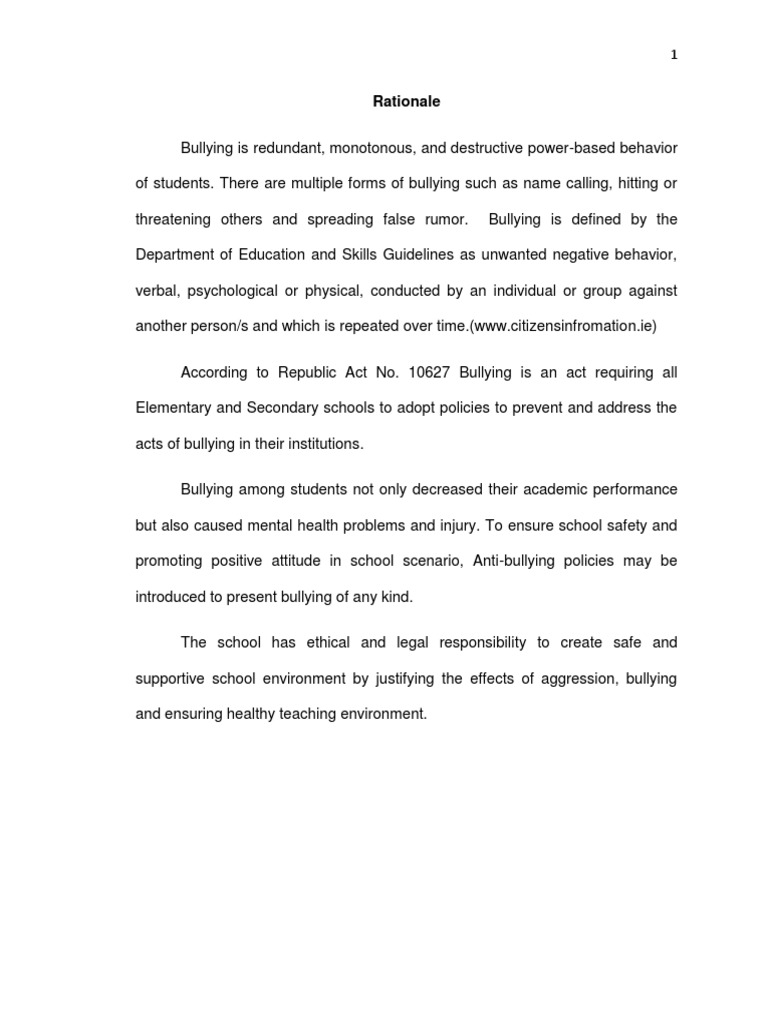 ACTION RESEARCH Effects of Bullying in The Academic Performance of The ...