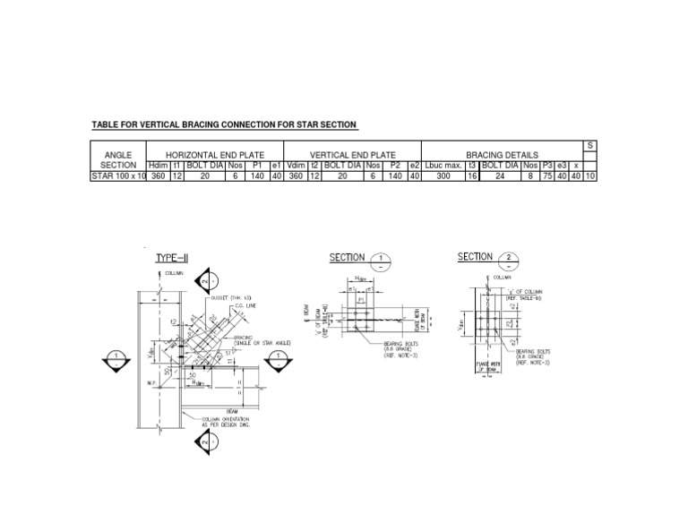 Table For Vertical Bracing Connection For Star Section | PDF ...