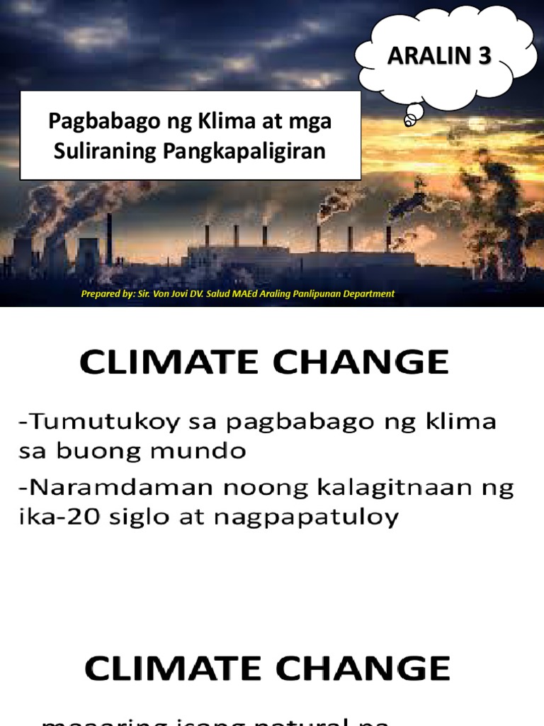 Pagbabago NG Klima at Mga Suliraning Pangkapaligiran: Aralin 3 | PDF