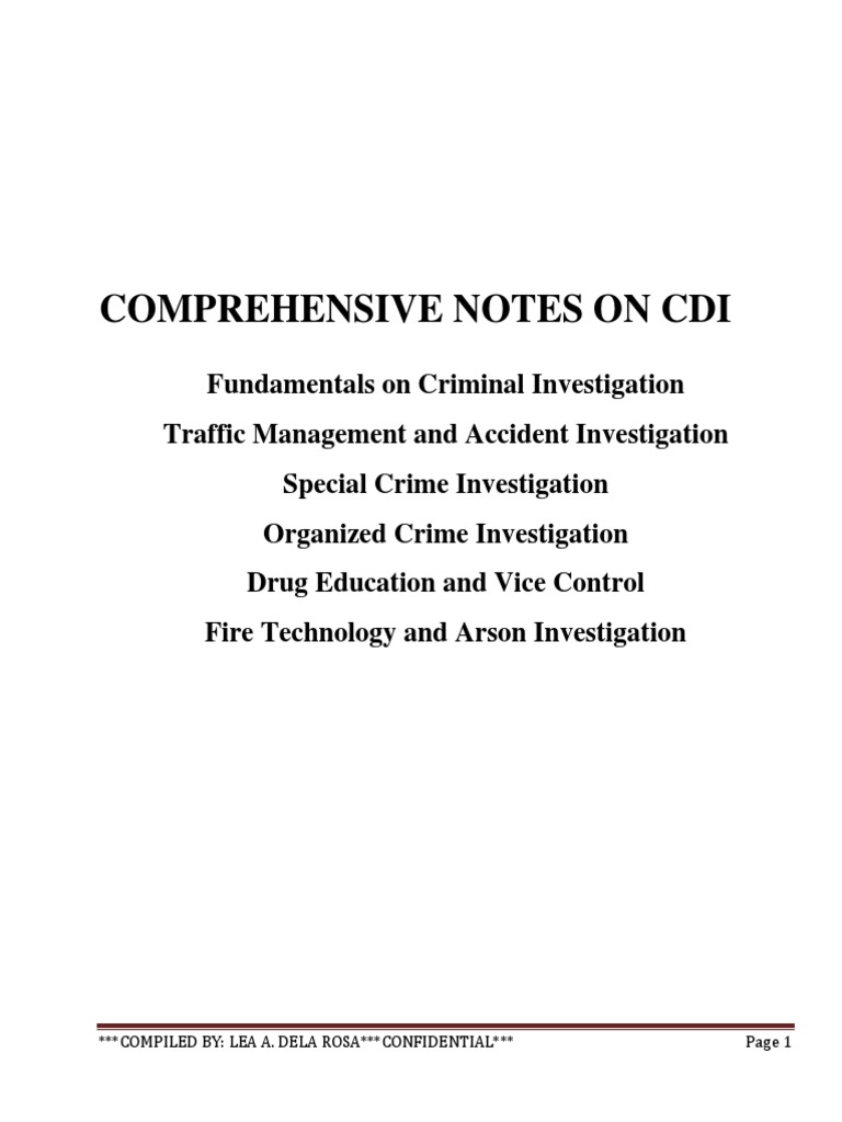 Comprehensive Notes On Cdi | PDF | Traffic | Traffic Collision