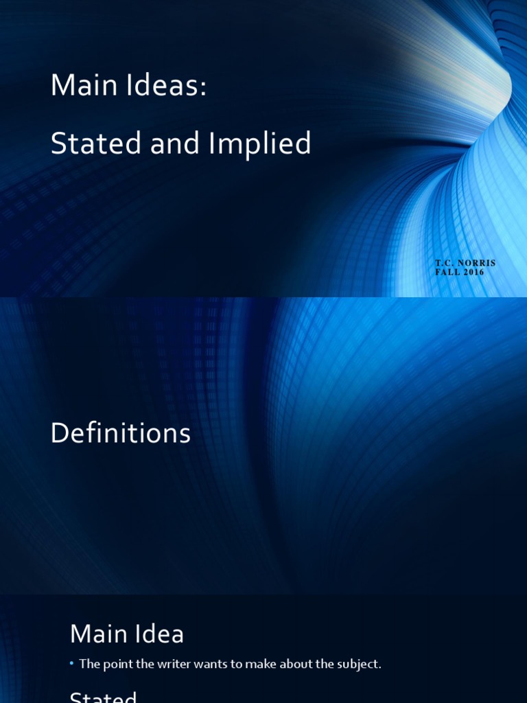 Stated vs. Implied Main Ideas Explained | PDF | Memory | Motivation