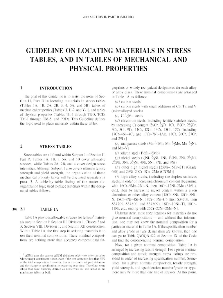 Guidelines On Locating Stress Tables