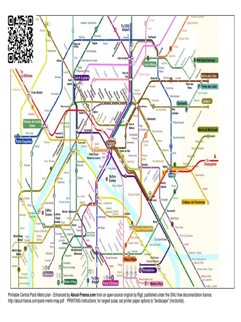 Printable Paris Metro Map | PDF | Paris | Transport Infrastructure