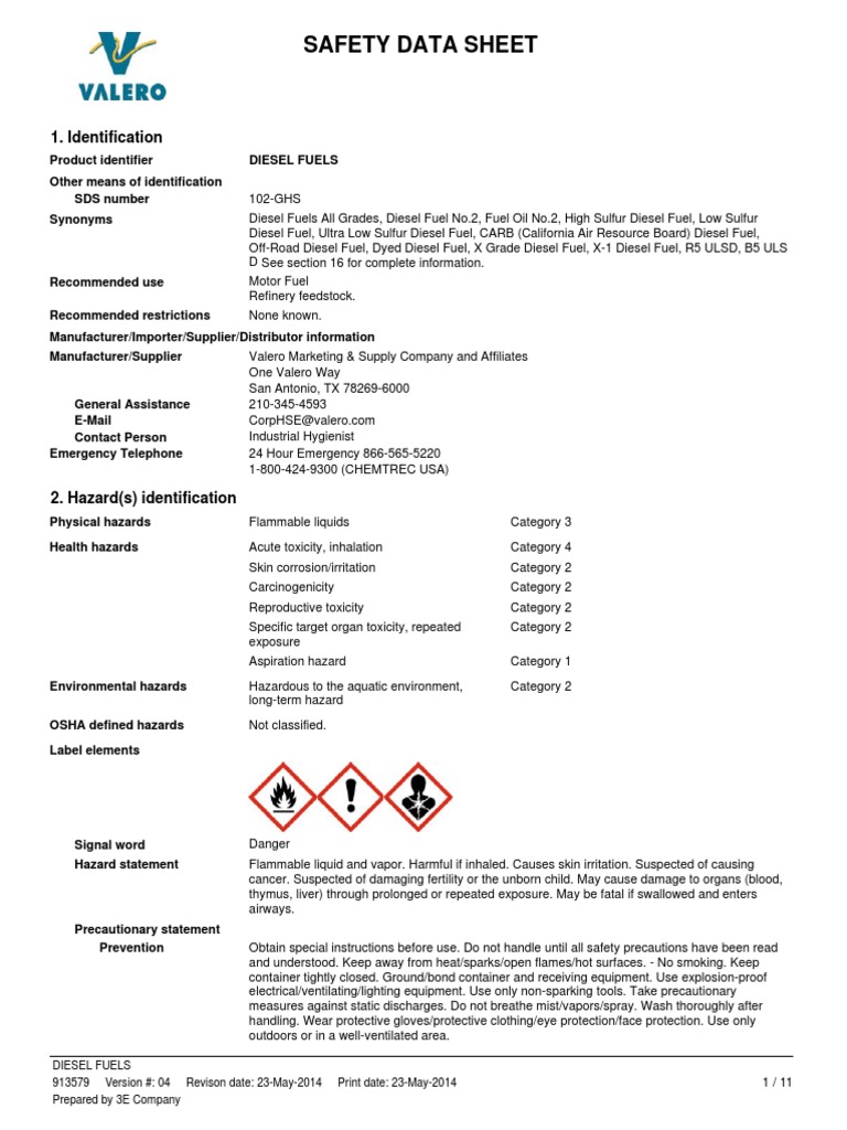 Safety Data Sheet: 1. Identification | PDF | Firefighting | Personal ...
