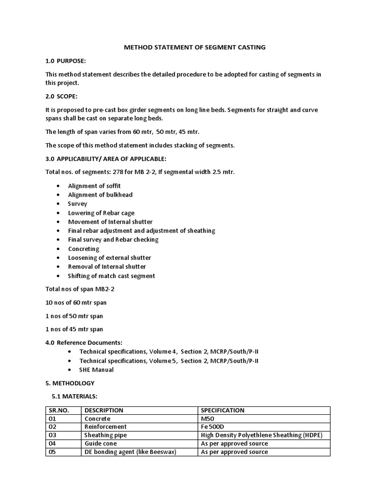 MS of Segment Casting - 12345 | PDF | Concrete | Crane (Machine)