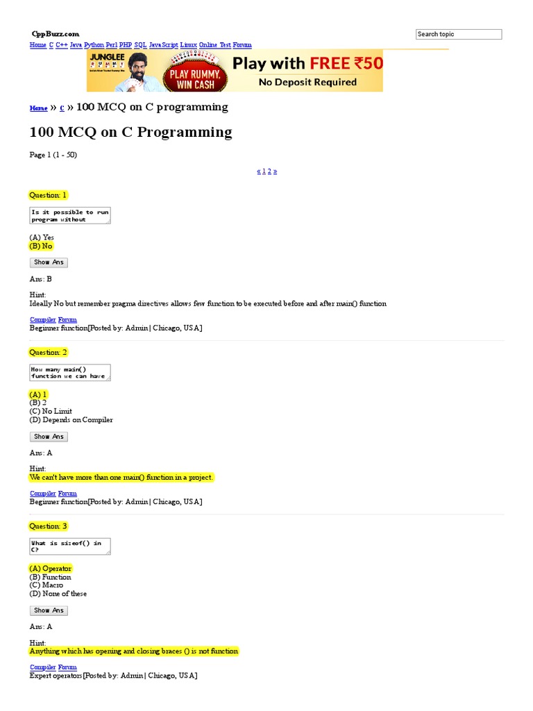 C Programming 1 Pdf C Programming Language Notation