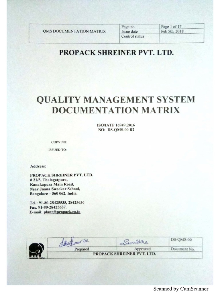 Documentation Matrix DS QMS 00 R2 | PDF | Risk Management | Quality ...