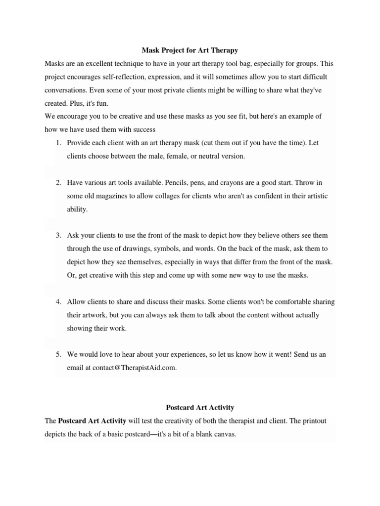 Art Therapy Mask Project Guide | PDF | Art Therapy | Anger