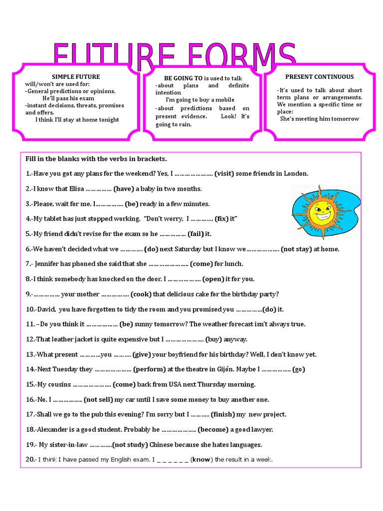 Future Plans and Predictions Exercises | PDF
