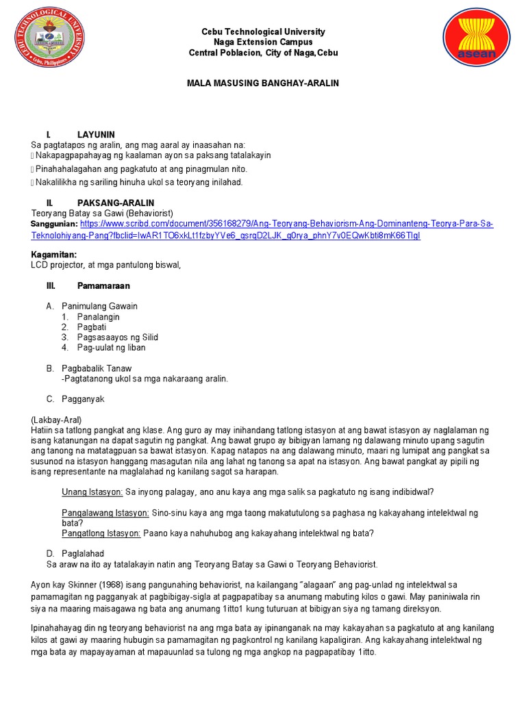Masusing Banghay Aralin Sa Pagtuturo NG Filipino Sa Elementarya | PDF