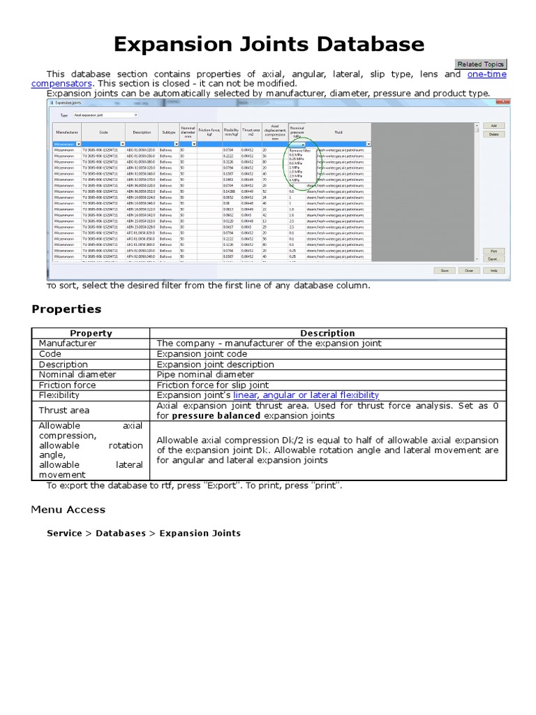 Expansion Joints Database | PDF