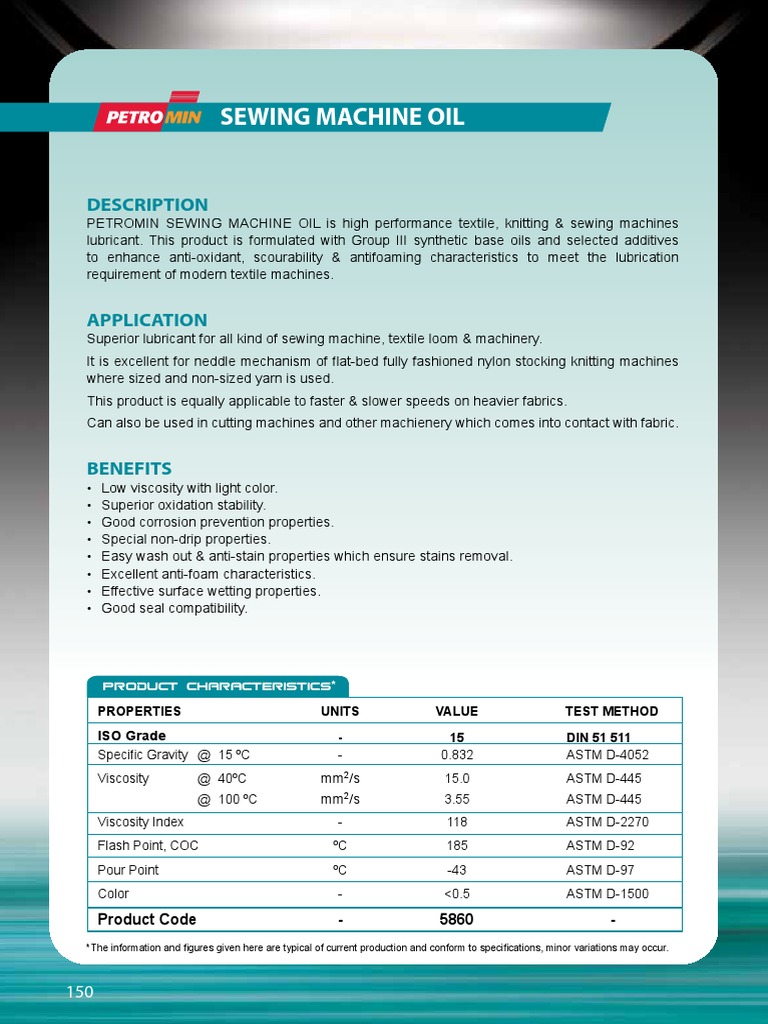 Sewing Machine Oil | PDF | Lubricant | Textiles