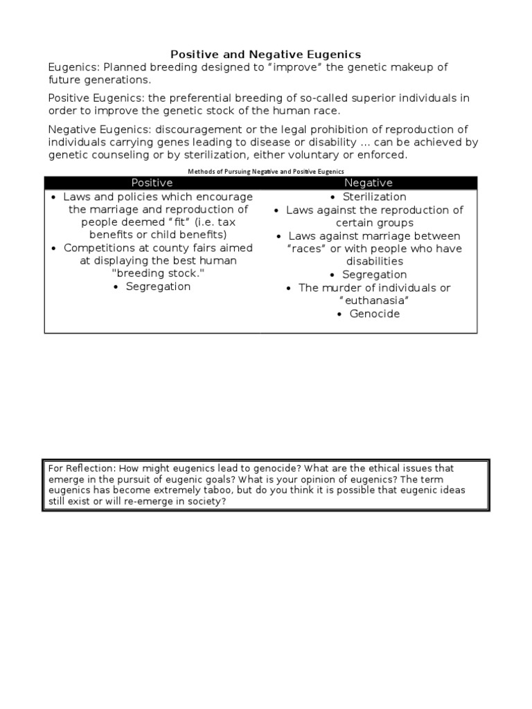 Positive vs. Negative Eugenics | PDF | Eugenics | Applied Ethics