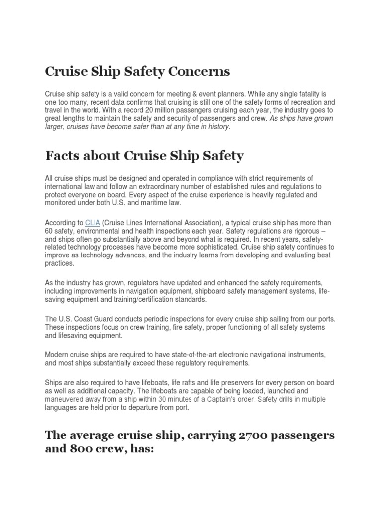 Cruise Ship Safety Concerns | PDF | Cruise Ship | Safety
