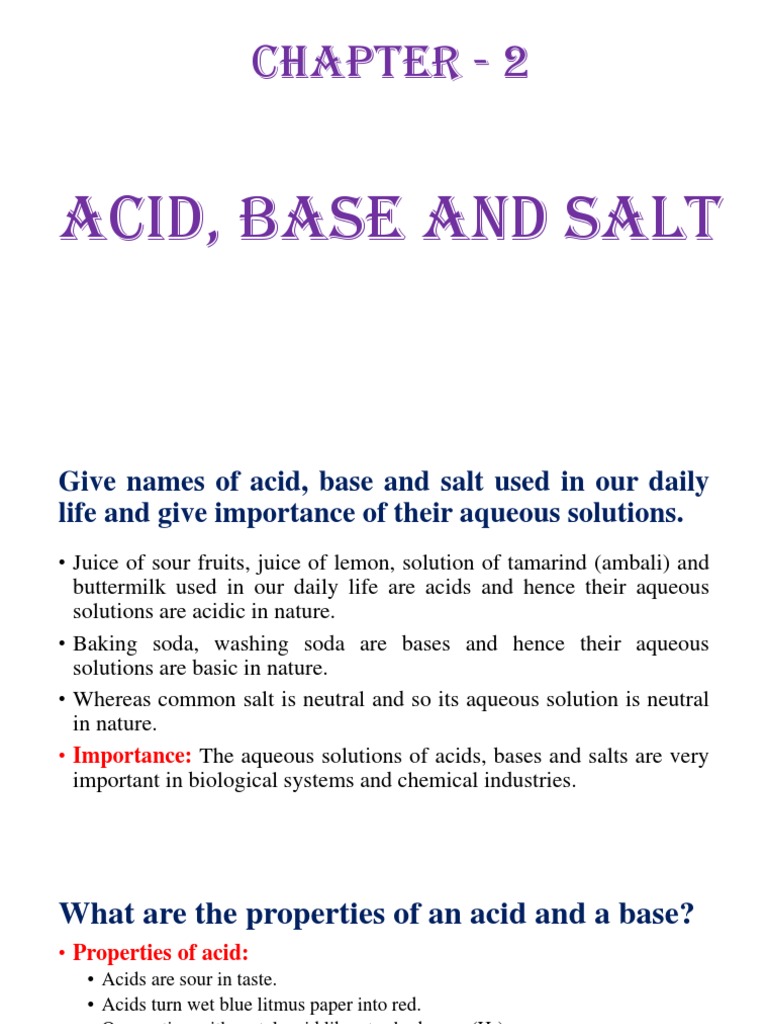 Ch-2 Acid Base and Salt | PDF | Hydroxide | Ph