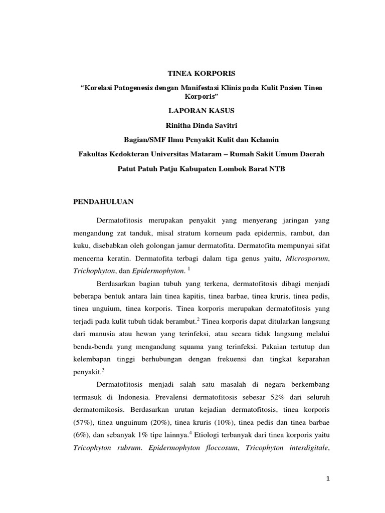 Korelasi Patogenesis Tinea Korporis | PDF