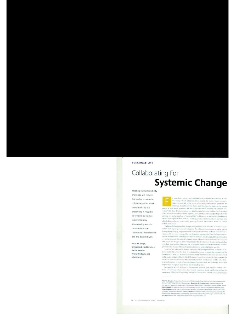 Senge Et Al 2007 Collaboration Systemic Change | PDF