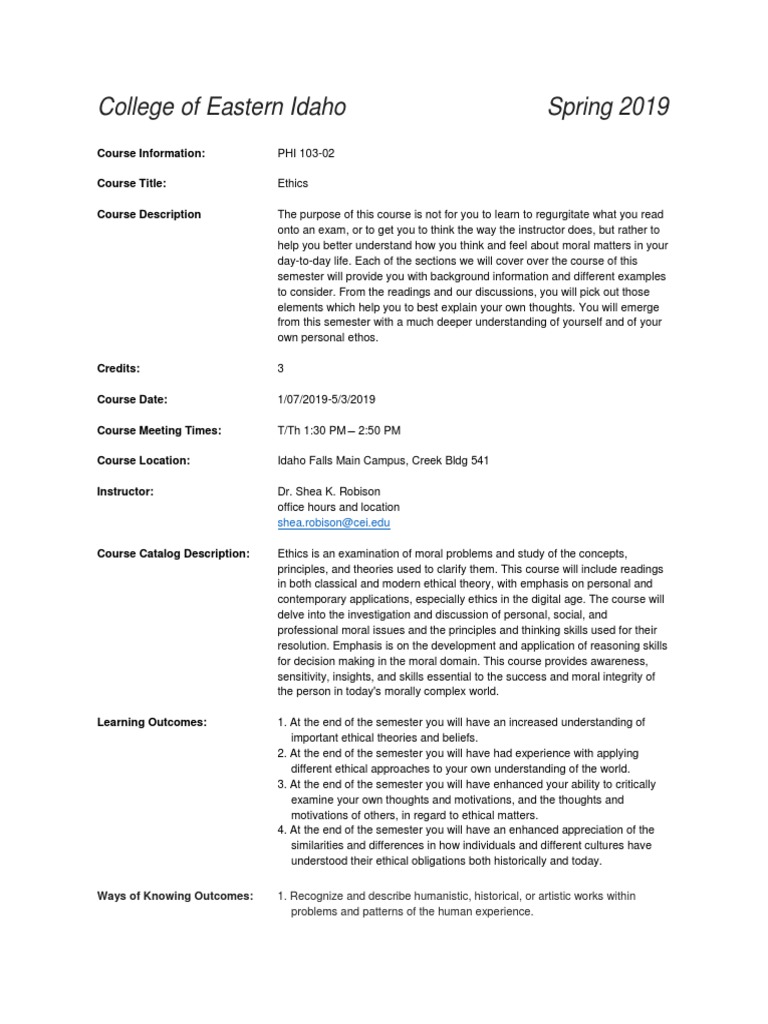Ethics Syllabus PDF | Download Free PDF | Wiki | Title Ix