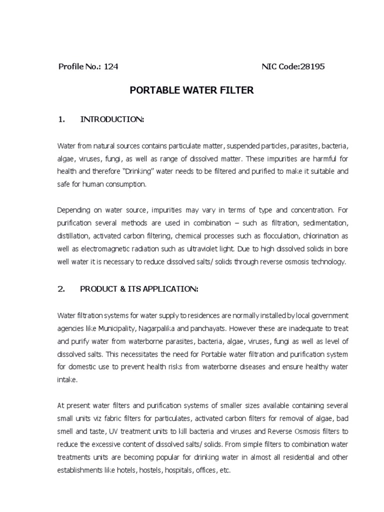 Portable Water Filters | PDF | Water Purification | Water