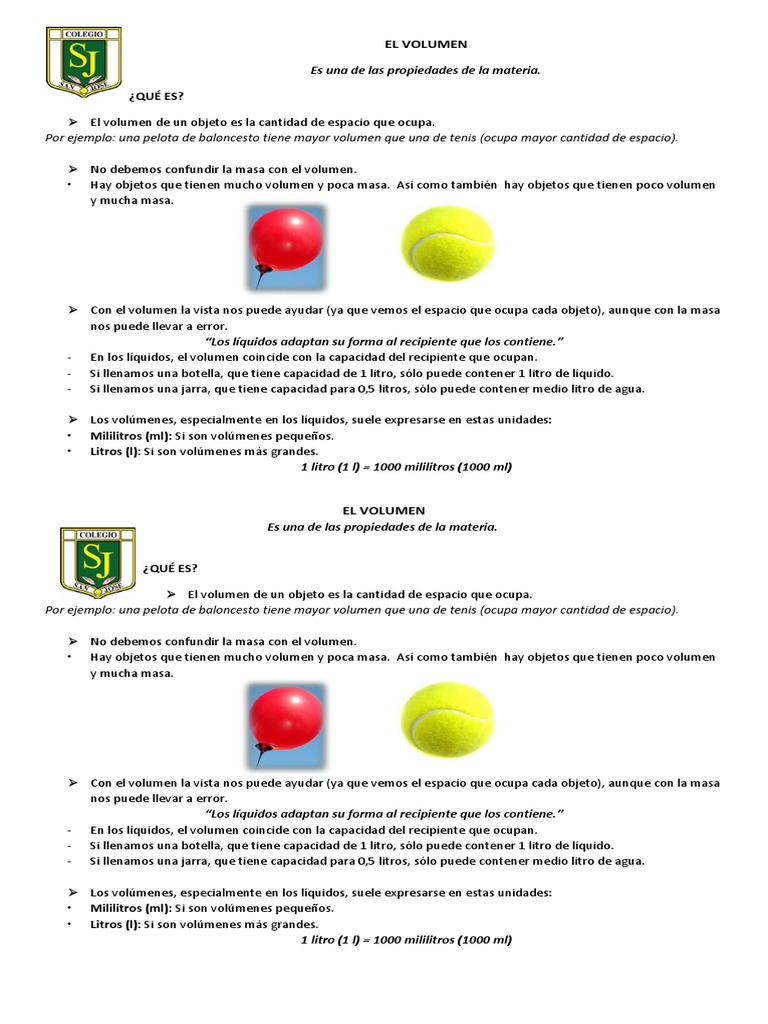 Definición y características del volumen | PDF | Volumen | Física
